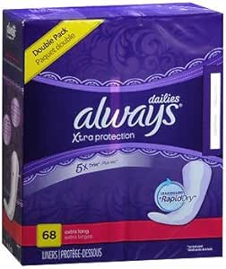 Amazon.com: Always Xtra Protection Dailies Liners Extra Long Unscented ...