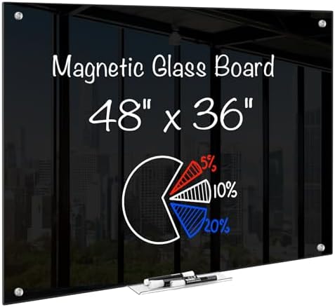 Amazon.com : Gooderboard Glass Magnetic Black Board - 48 x36 Inches Frameless Dry Erase ...