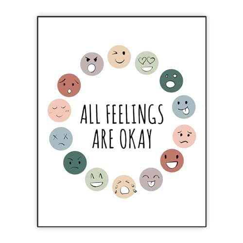 Amazon.com: Art22, All Feelings Are Ok Wall Decor Sign, Mental Health ...