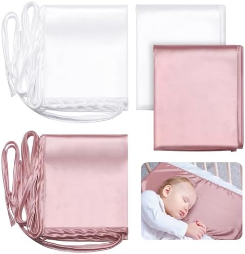 Amazon.com : Hosuly 2 Pcs Satin Bassinet Sheet Baby Hair Soft Silk ...