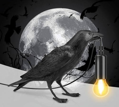 SCOMX Raven Table Lamp - Crow Desk Lamp - Vintage Resin Bird lamp ...