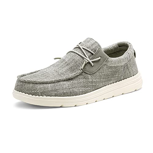 Bruno Marc Men's Grey Linen Canvas Stretch Loafer Shoes Slip On ...