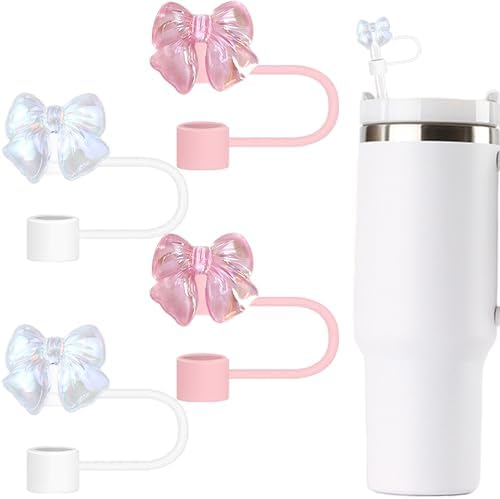 Amazon.com: 4PCS Pink Straw Toppers Set, 10mm Bow-Shaped Straw Covers ...