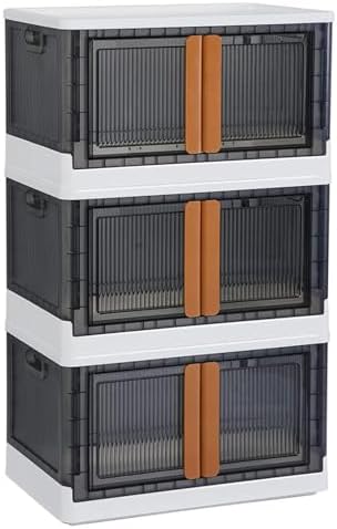 Everesta Stackable Storage Box with Doors -3 Pack 72L Large Capacity ...