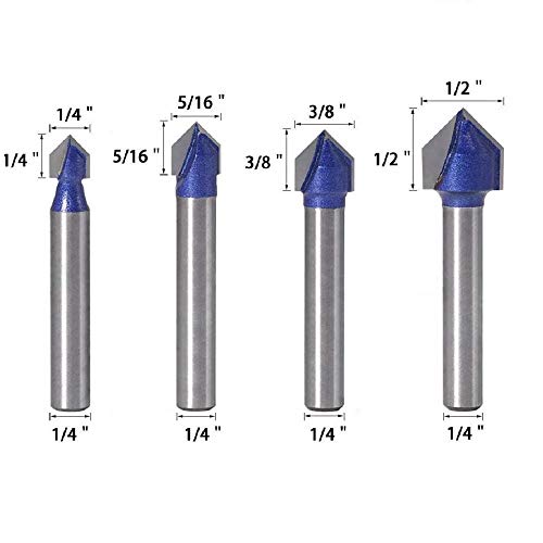 Snapklik.com : Meihejia 1/4 Inch Shank 90 Degree V Groove Router Bit Set
