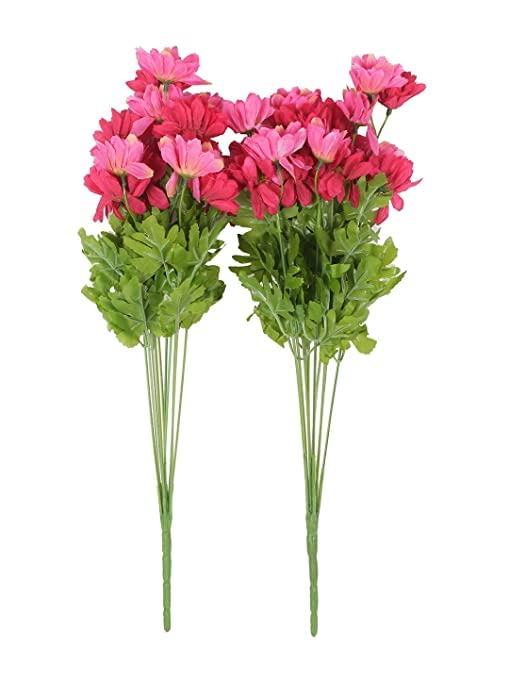 Buy Daissy Raise Artificial Daisy Bunches Pink/Red, Set of 2 Fake ...