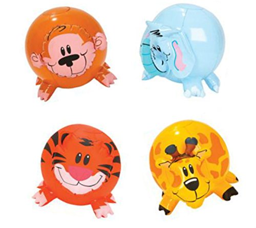 Buy Inflatable Jungle Animal Beach Balls - Set of 4 Kids Zoo Animal ...