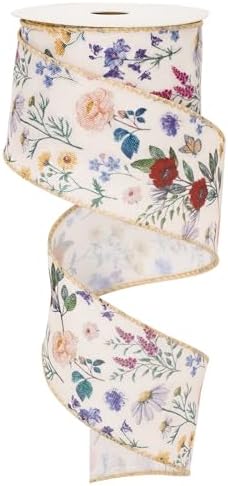 Amazon.com: Generic AnyDesign 4 Rolls Pink Floral Wired Ribbon 2.5 Inch ...