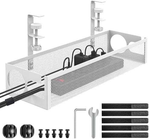 Amazon.com: Under Desk Cable Management Tray No Drill 15.4’’, Metal ...