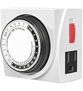 BN-LINK 24-Hour Plug-in Mechanical Timer, Heavy Duty Outlet Timer ...