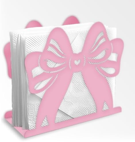 Amazon.com: DOODLREAM Pink Bow Decorative Metal Napkin Holder for Table ...