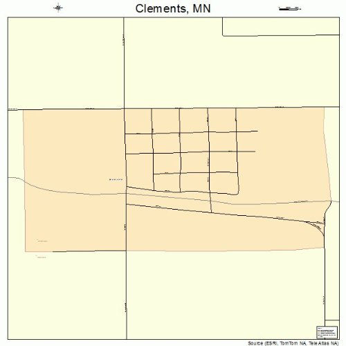 Large Street & Road Map of Clements, Minnesota MN - Printed poster size ...