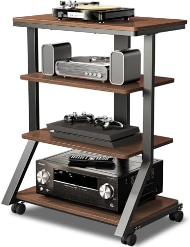 FITUEYES HiFi Rack AV Shelf 4-Tiers Glass TV Stand with Tempered Glass ...