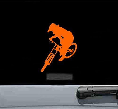 Amazon.com: JS Artworks Mountain Biker Bike Vinyl Decal Sticker (Orange ...