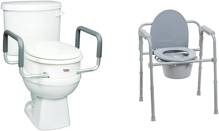 Amazon.com: Carex 3.5 Inch Raised Toilet Seat with Arms - For Elongated ...