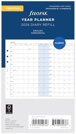 Filofax Personal Horizontal Year Planner 2026 : Amazon.co.uk ...