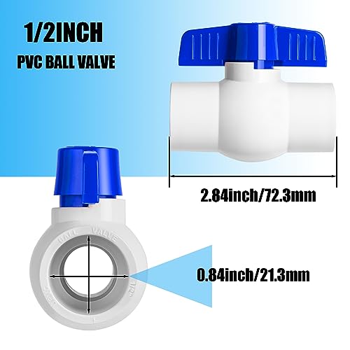 Snapklik.com : 10PCS PVC Ball Valve 1/2Inch, Shut-Off Valve Socket