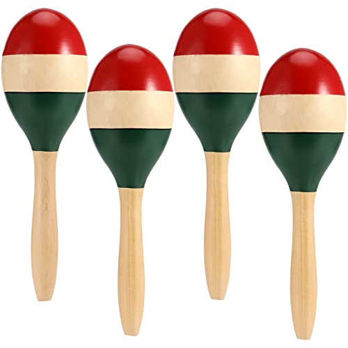 ZEONHEI 2 Pair of 10 Inch Large Wooden Maracas, Hand Painted Wooden ...