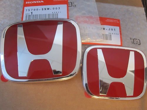 JDM Honda Original Red H Front and Rear Badge Emblem For 06-11 Honda ...