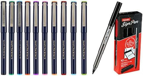 Luxor Finewriter Assorted color (Pack of 10 Pen) Sign Pen (New) Black ...