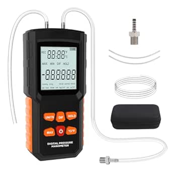 Digital Manometer,Handheld HVAC Manometer Manometer Gas Pressure Tester ...