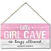 Amazon.com : Pink Bedroom Nursery Room Wooden Hanging Sign, Girl Cave ...