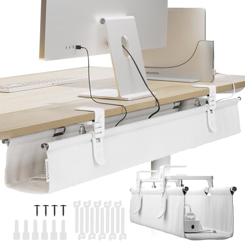 Amazon.com: Ascrono CableCare No Drill Under Desk Cable Management Tray ...