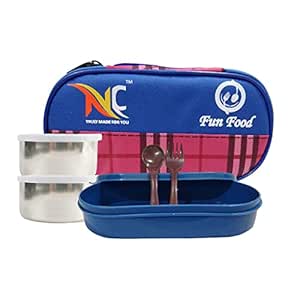 Buy Calvy Fun Food Lunch Box | Set of 3 Containers | 2 Stainless Steel ...