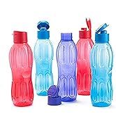 Signoraware Fliptop Aqua Plastic Bottle Set, Set of 5, 1 Litre, Blue ...