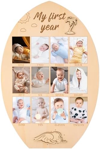 Amazon.com : R HORSE My First Year Photo Display Wood Board, Baby’s ...