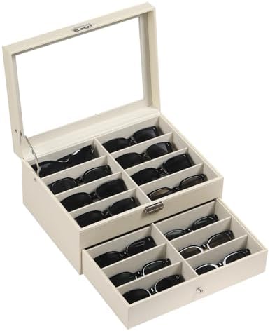 Amazon.com: MAHIONG 12 Slot Sunglasses Storage Organizer, Double-Layer ...