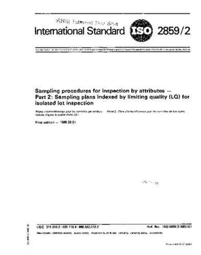 ISO 2859-2:1985, Sampling procedures for inspection by attributes ...