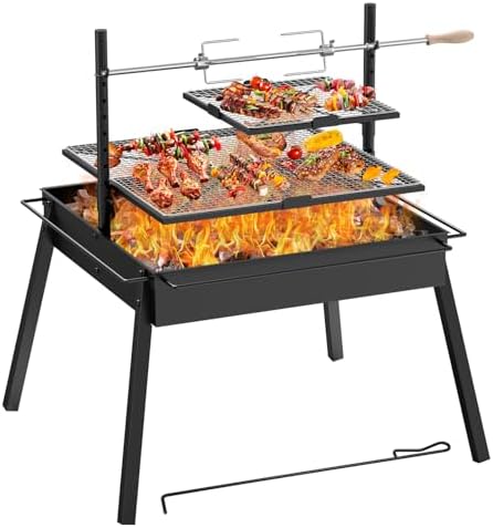 Amazon.com : Skyflame Outdoor Fire Pit Grill Combo - Stainless Steel ...
