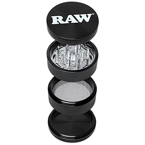 Black Raw Life 4 Piece Grinder Break in to 12 Pieces for Easy Cleaning ...