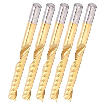 5pcs Spiral Router Bits Aluminum Cutting CNC End Mill Set 4mm X 25mm X ...