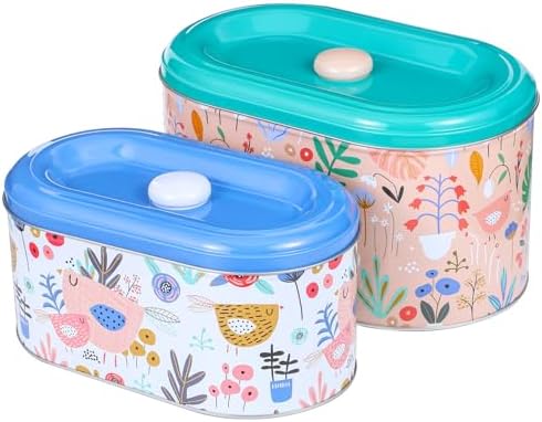 Amazon.com: 2 Pcs Tin Cookie Snack Jars Biscuit Storage Tin Canister ...