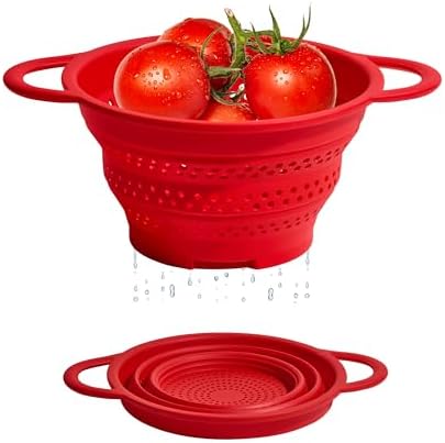 Amazon.com: Collapsible Colander and Funnel - Stainless Steel Meets Red ...
