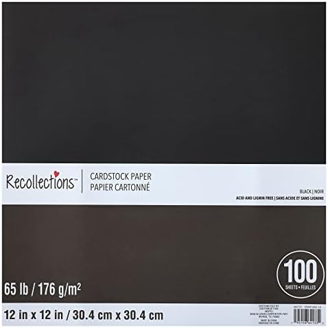 Amazon.com : 100 Sheets Black 12" x 12" Cardstock Paper by ...
