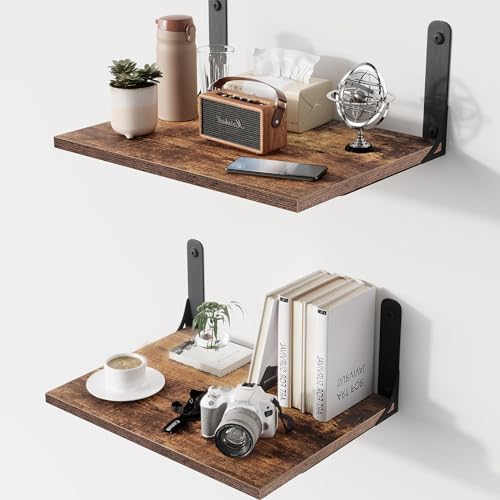Amazon.com: Axeman Walnut Floating Shelves 12 Inch Deep, Rustic Wall ...