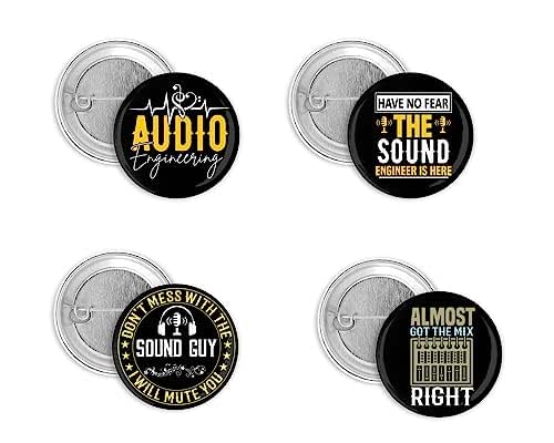 Amazon.com: Pin-Back Button Set Audio Engineer Gifts ~ Funny Sound Tech ...
