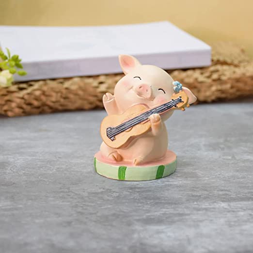 Ftoon Props Miniature Cute Pig Playing Violin Decor, Table Decor ...