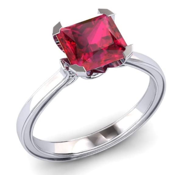 Amazon.com: Ruby Engagement Ring 2.00 Carat Princess Cut Ruby And ...