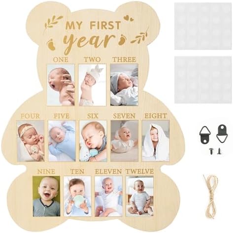 Amazon.com : R HORSE My First Year Photo Display Wood Board, Baby’s ...
