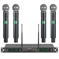Amazon.com: Phenyx Pro Wireless Microphone System, 4-Channel UHF Wireless Mic, Fixed Frequency ...