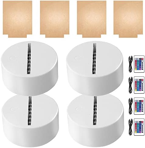 HYNNIO 4Pcs 3D Night LED Light Lamp Base, 16 Colors LED Base Acrylic ...