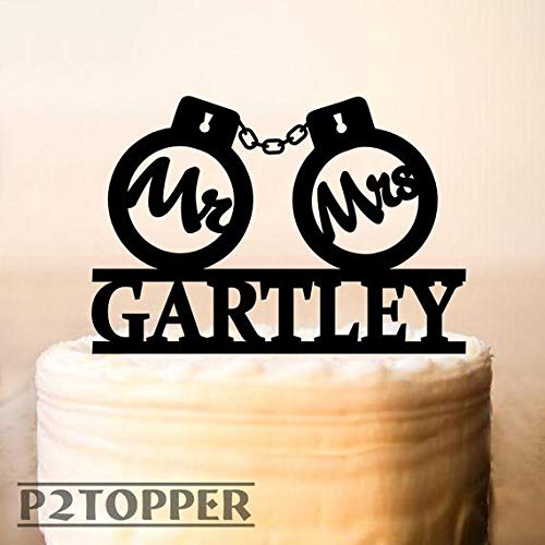 Buy Max345Gall Handcuffs Wedding Cake Topper,Last Name Cake Topper ...