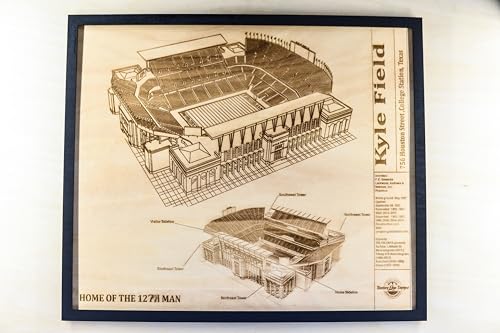 Amazon.com: Kyle Field Football Stadium Blueprint TEX A&M Wood Engraved ...