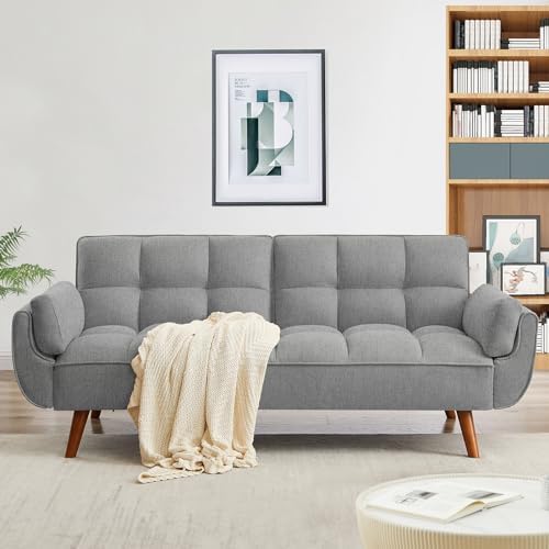 Amazon.com: saows Futon Sofa Bed, Convertible 77" Modern Linen Futon ...