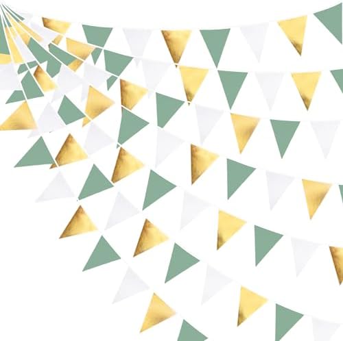 Amazon.com: 32Ft Sage Green Party Decorations Sage Green and Gold ...