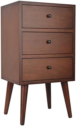 Amazon.com: Decor Therapy Mid Century Three Drawer Side Table Wood ...